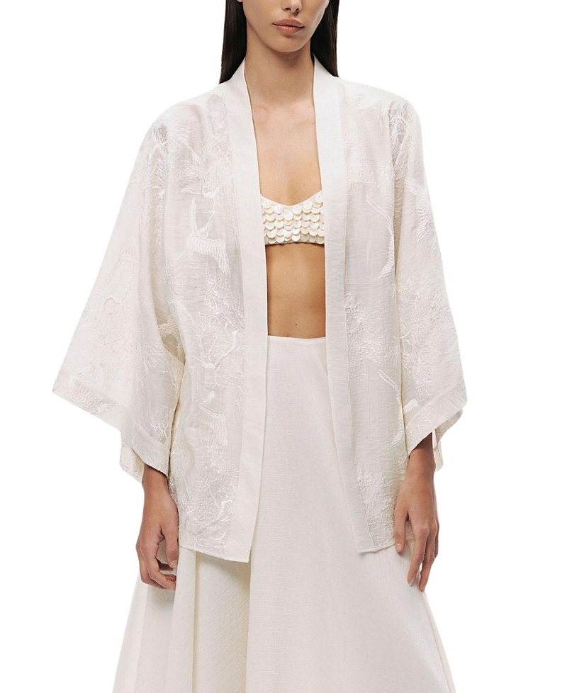 NOCTURNE Textured Jacquard Kimono